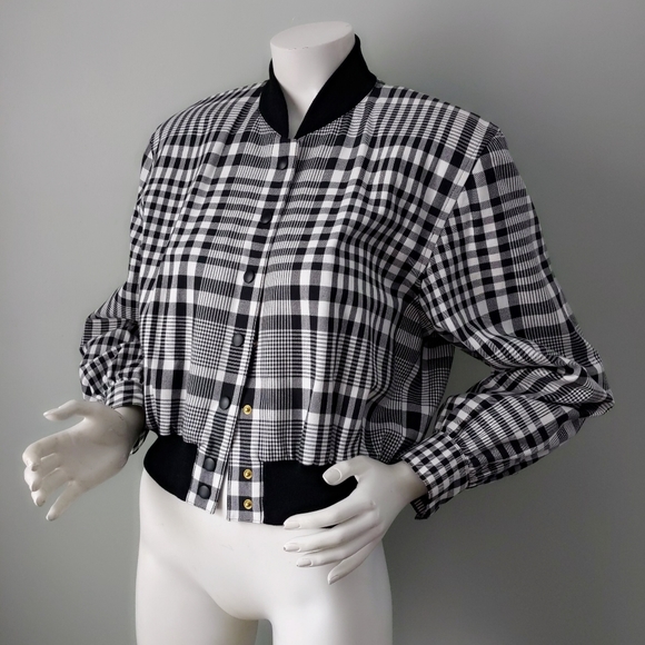 Escada | Jackets & Coats | Vtg Escada Check Plaid Reversible Baseball ...